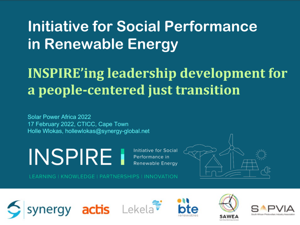 INSPIRE'ing leadership development for a people-centred just transition ...